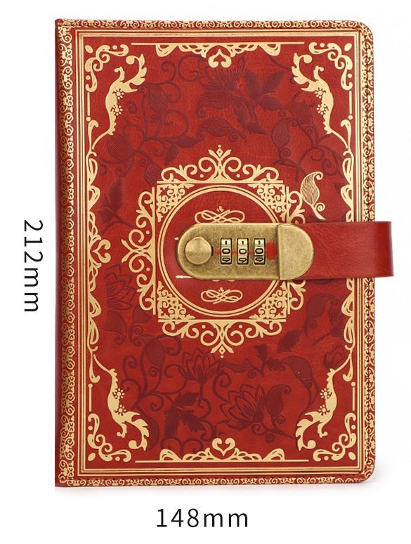 Vintage PU Leather Password Notebook with Lock | Custom Notebook ...