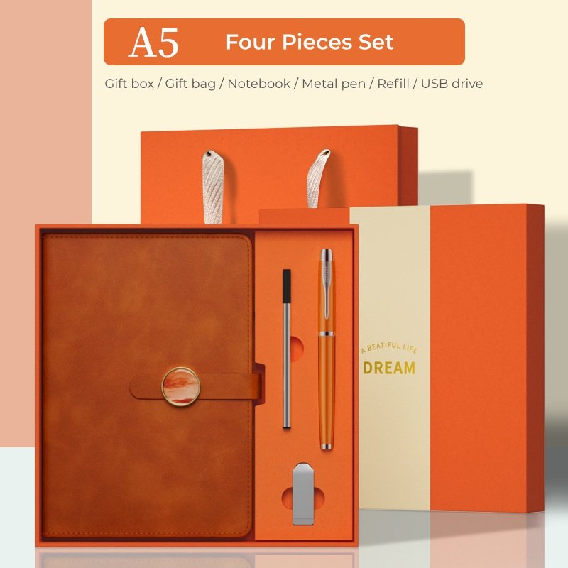 Round Clasp PU Leather Notebook Gift Set - SnowInk Printing-notebook ...